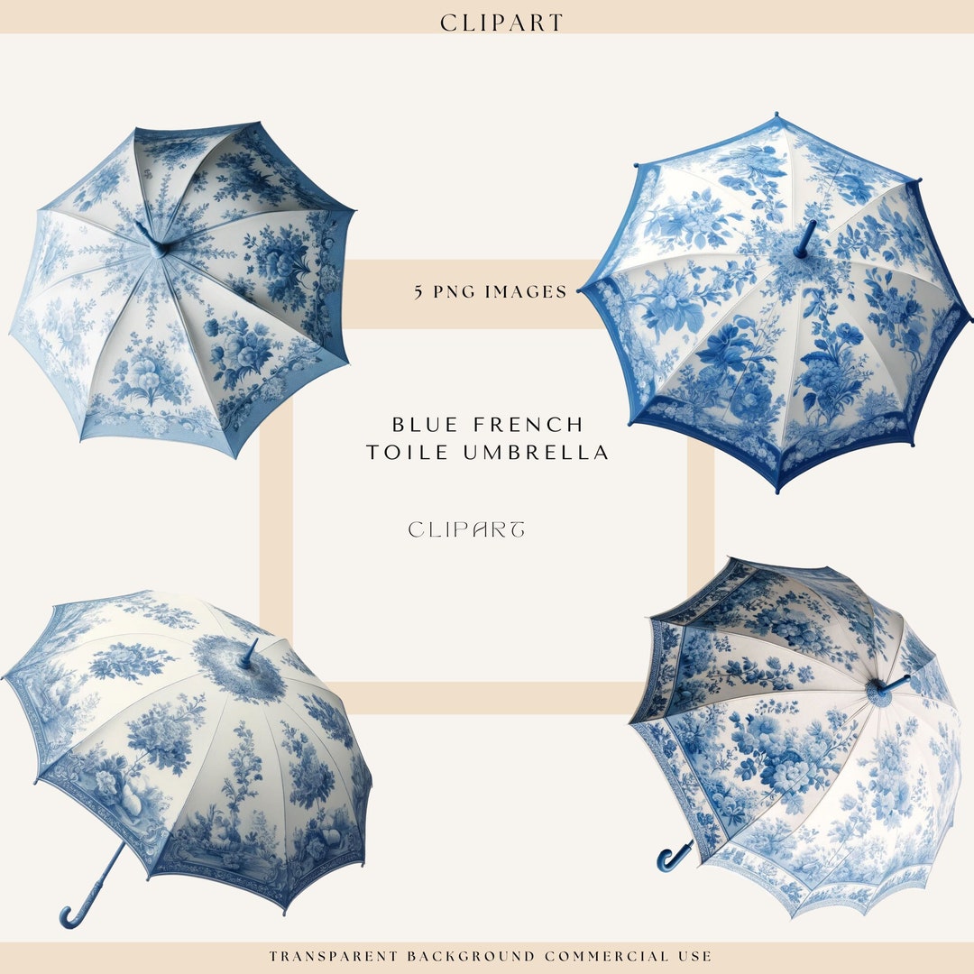 Blue Toile Clipart, Umbrellas Clip Art, Umbrellas Graphics, Chinoiserie ...