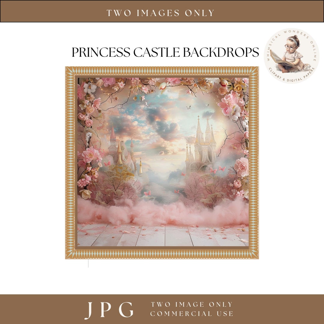 Digital Backdrops, Fantasy Background Papers, Princess Castle Digital ...