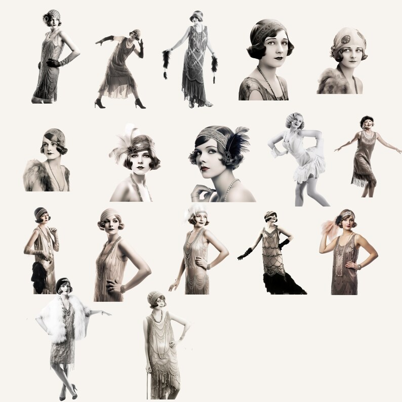 Flapper Girls 1920's, Vintage Women Clipart, Digital Image, Sublimation ...
