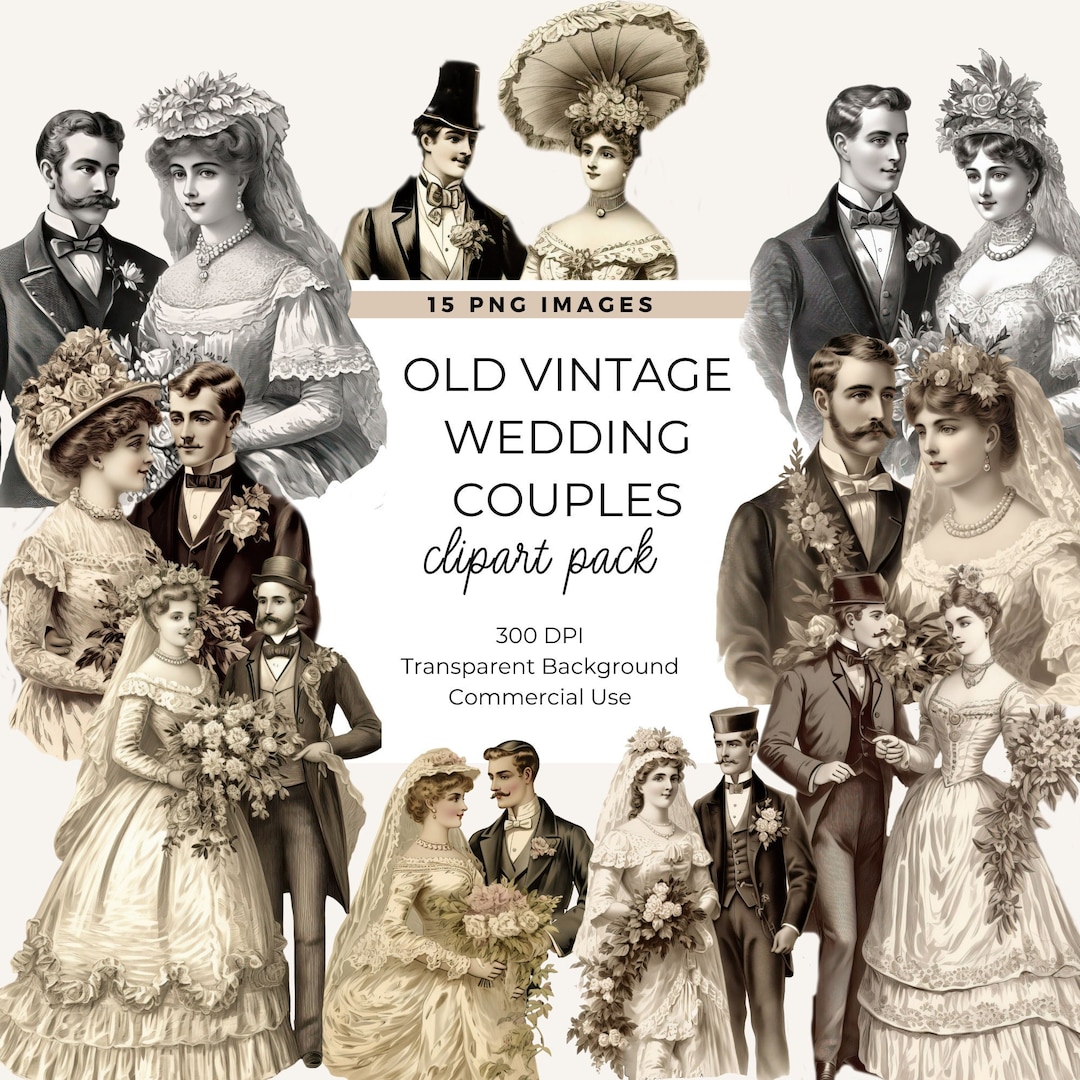 Vintage Wedding Couple Clipart Marriage Clipart Romantic - Etsy