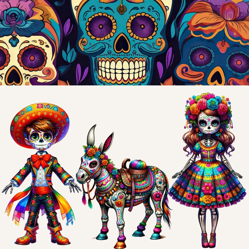 Day of the Dead Clipart, La Catrina Girl, Mexican Clipart, Sugar Skull ...