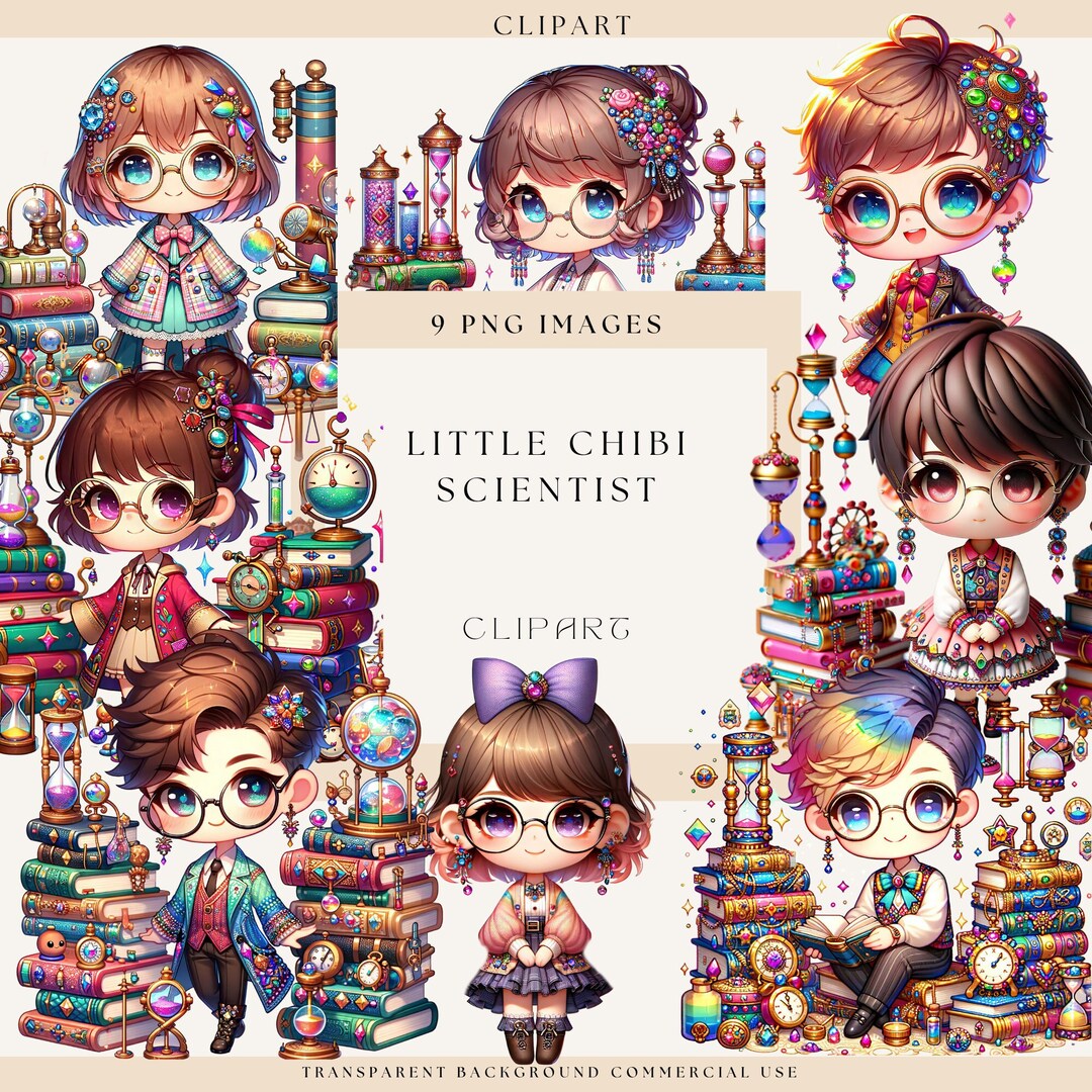 Cute Chibi Clipart, Scientist Clipart, Fashion Girl Clipart, Chemistry ...