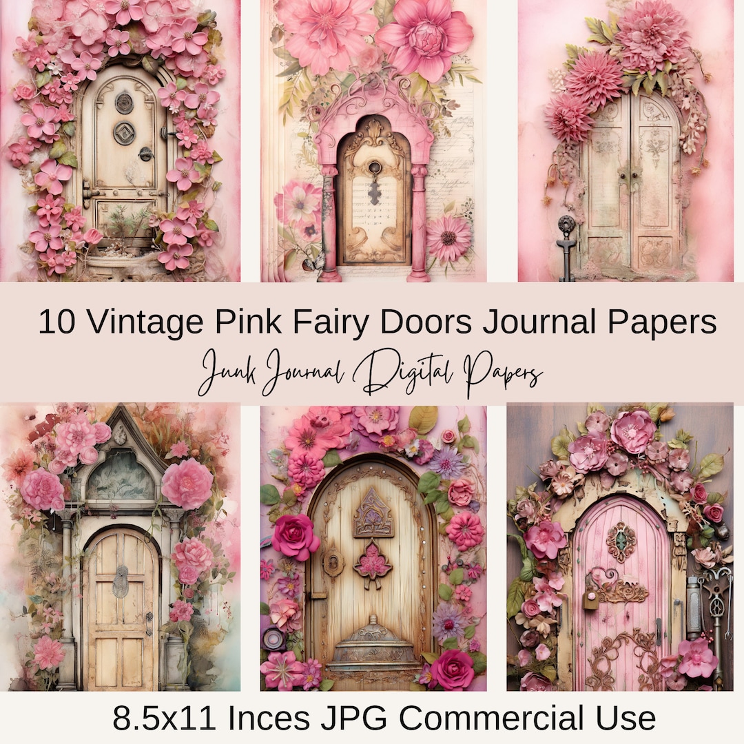 Pink Shabby, Doors, Wooden Doors Junk Journal, Fairy Door, Printable ...