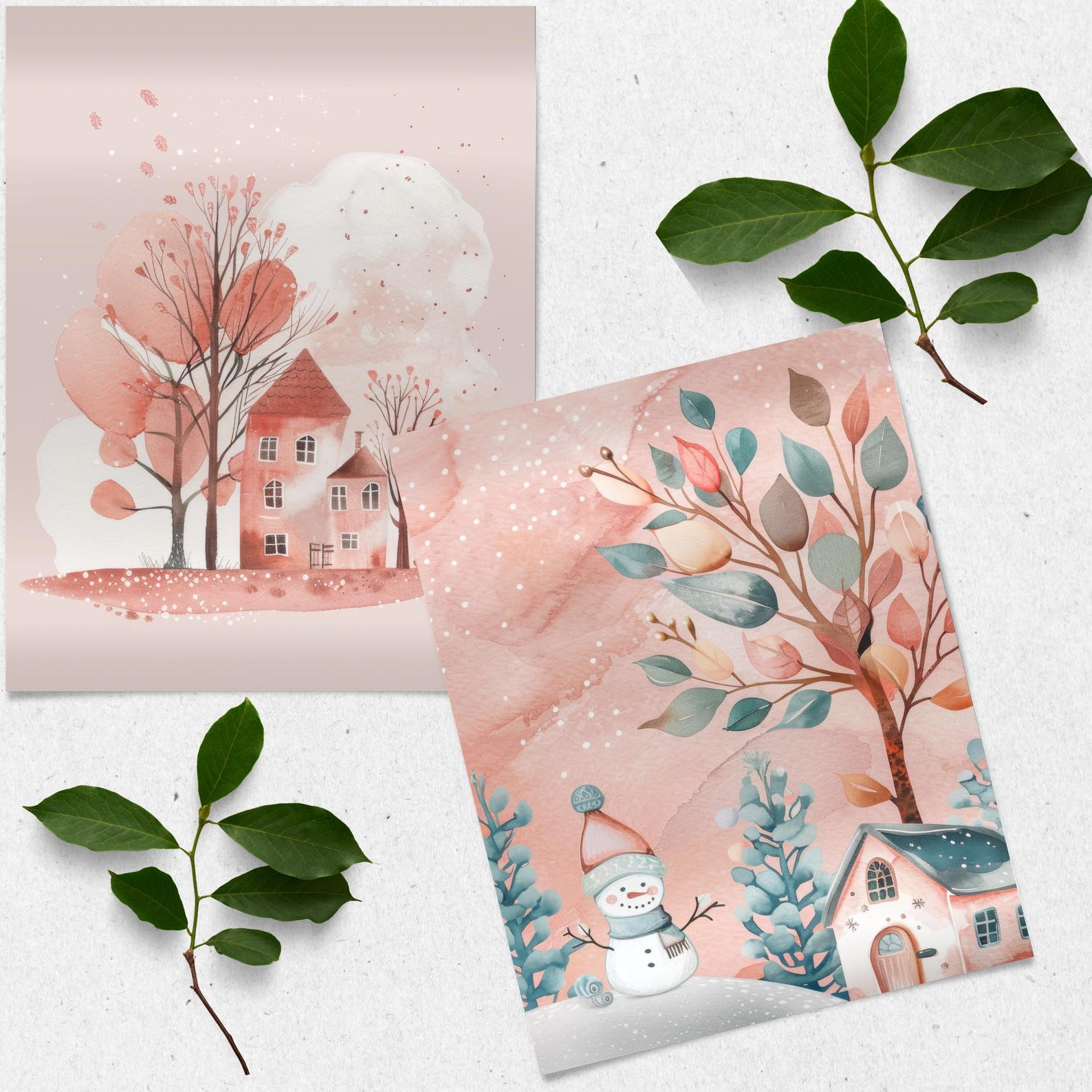 Pink Winter Christmas Papers, Christmas Journal, Digital Pink Papers ...