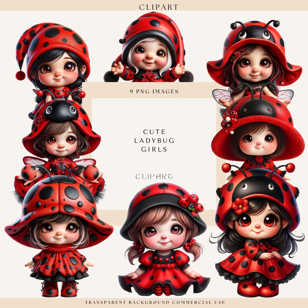 Ladybug Girl Clipart, Ladybug Clip Art, Love Bug Clipart, Cute Girl ...