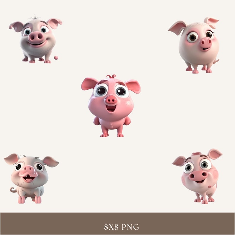 Cute Cartoon Piglets Clipart, Cute Baby Pigs Clipart, Pig Illustrations ...
