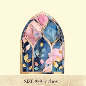 Watercolor Stained-glass Windows Clipart, Vintage Church Window With ...