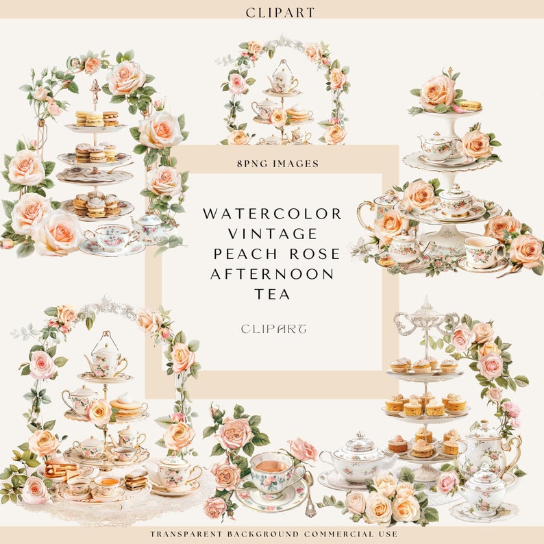 Vintage Afternoon Tea, Vintage Rose Clipart, Afternoon Tea, Vintage ...