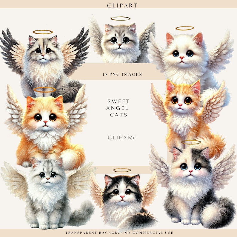 Cat Angel Clipart, Angel Cat Clipart, Cat Clipart, Pet Loss, Angel ...