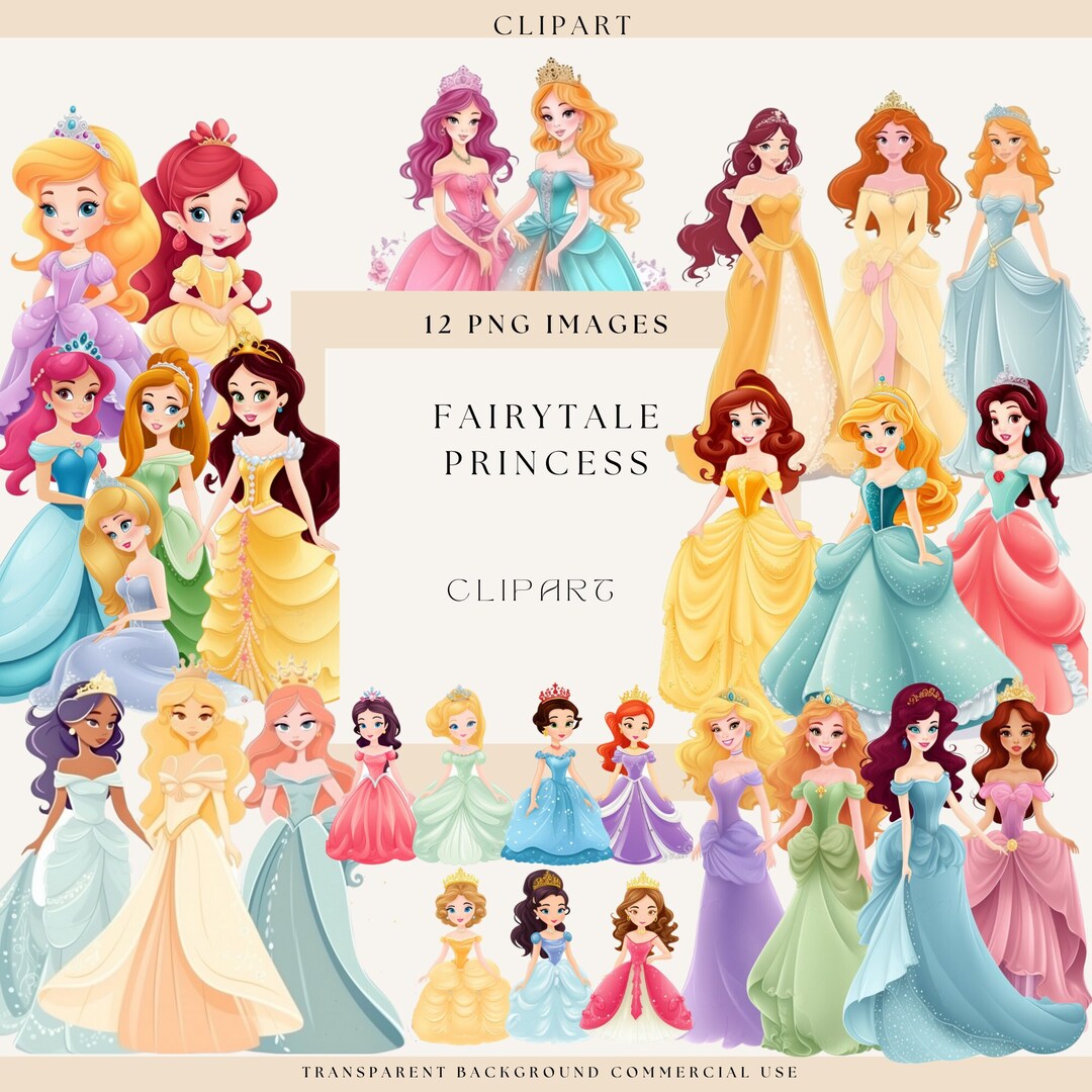 Fairytale Princess Clipart, Princess Clipart, Princess Birthday Party ...
