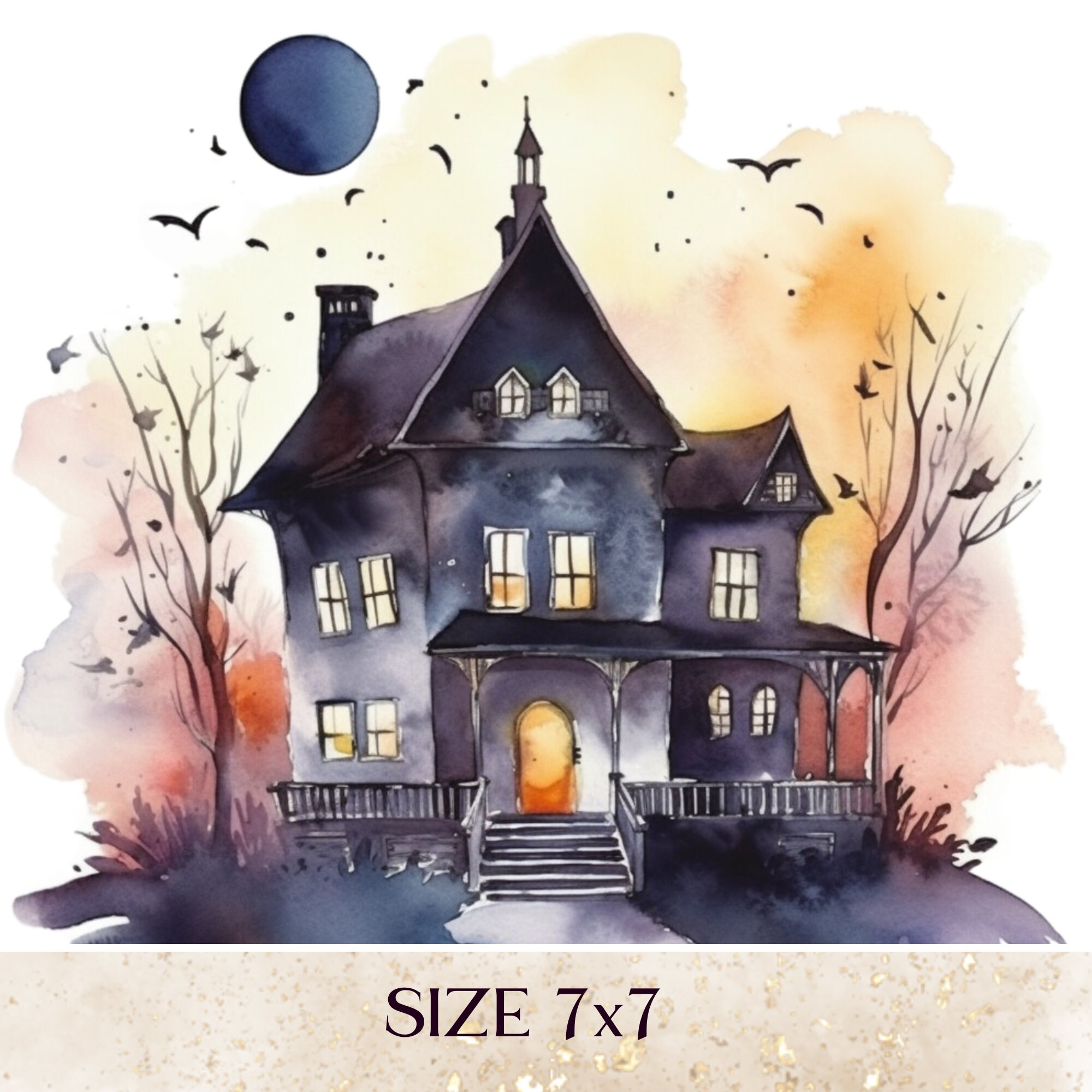Haunted House Clipart, Watercolor Haunted House, Haunted House PNG ...