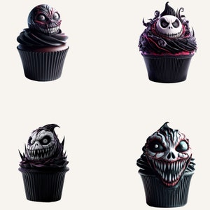 Scary Creepy Cupcake Clipart, Halloween Party Invitations, Creepy ...