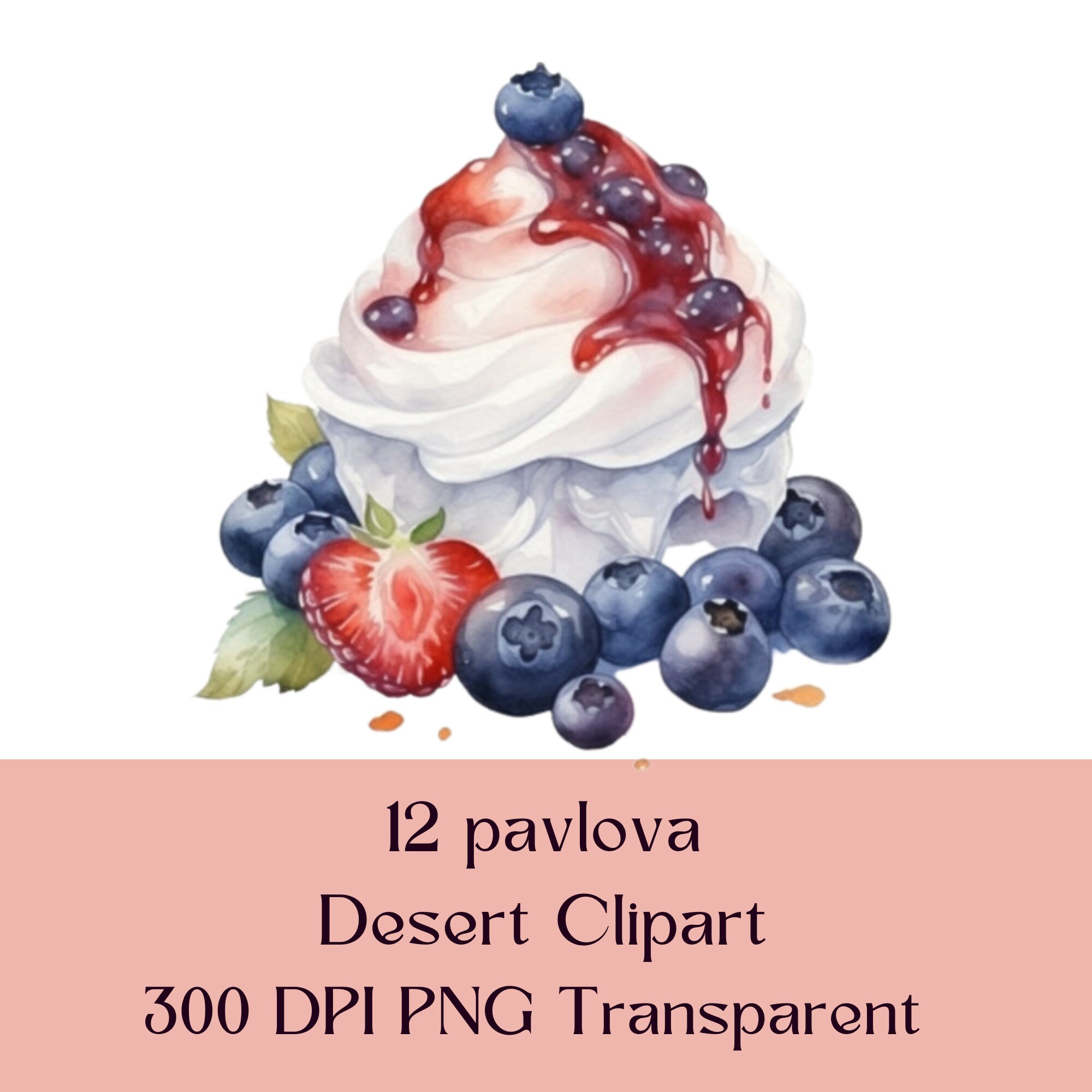 Watercolor Pavlova Clipart Bundle,pavlova Digital Images, Pavlova ...