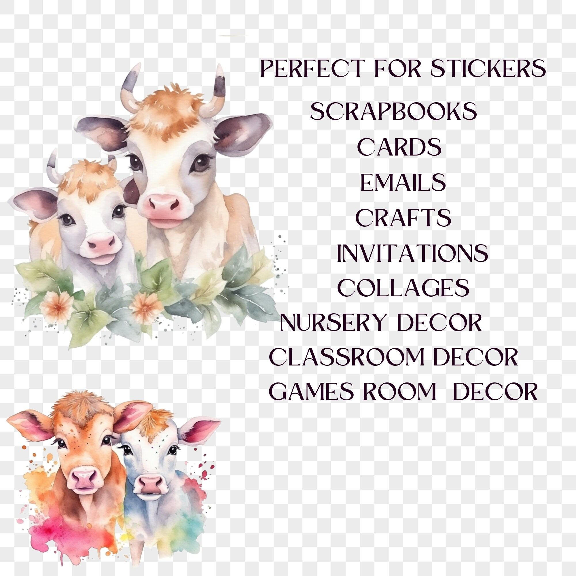 Baby Cow Clipart Farm Animals Baby Cow PNG Calf - Etsy