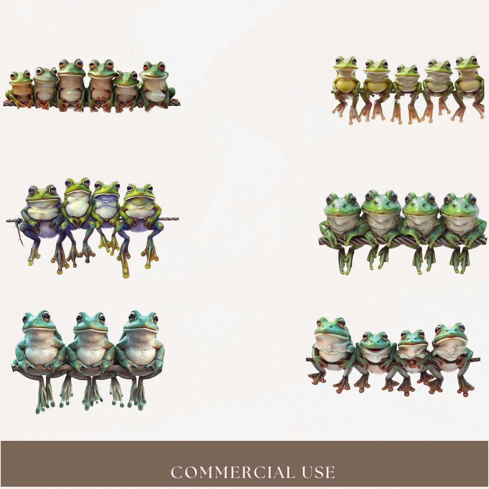 Whimsical Frog Clipart, Quirky Frogs, Frogs on A Rope Clip Art, Frog ...