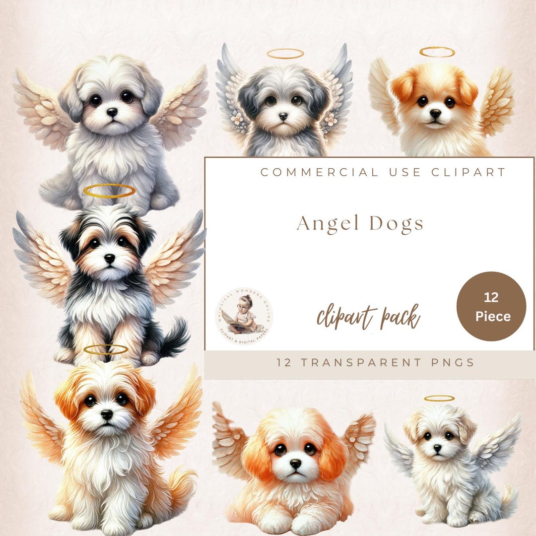 Dog Angel Clipart, Angel Dog Clipart, Dog Clipart, Pet Loss, Angel ...