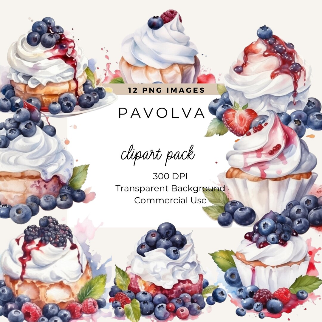 Watercolor Pavlova Clipart Bundle,pavlova Digital Images, Pavlova ...