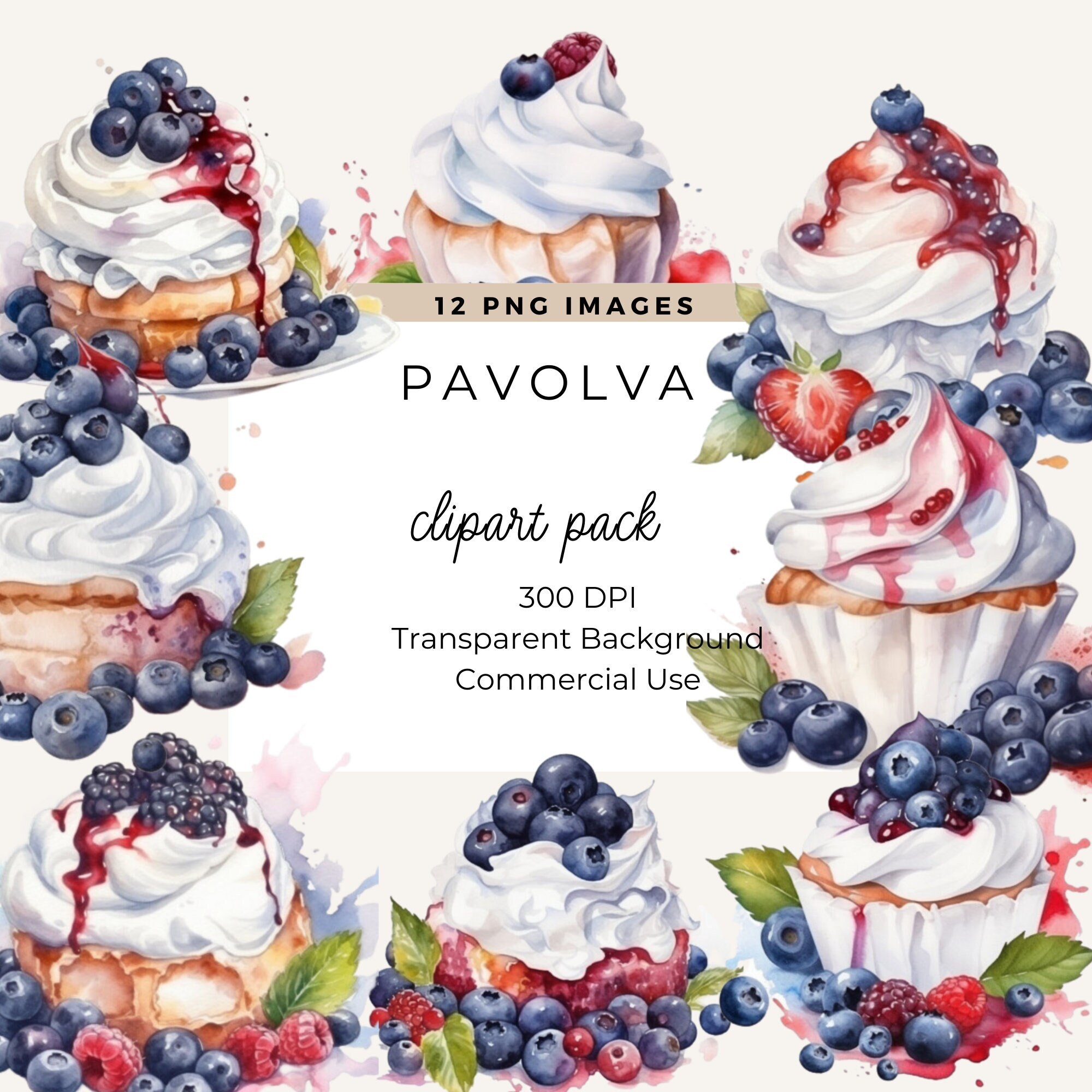 Watercolor Pavlova Clipart Bundle,pavlova Digital Images, Pavlova ...