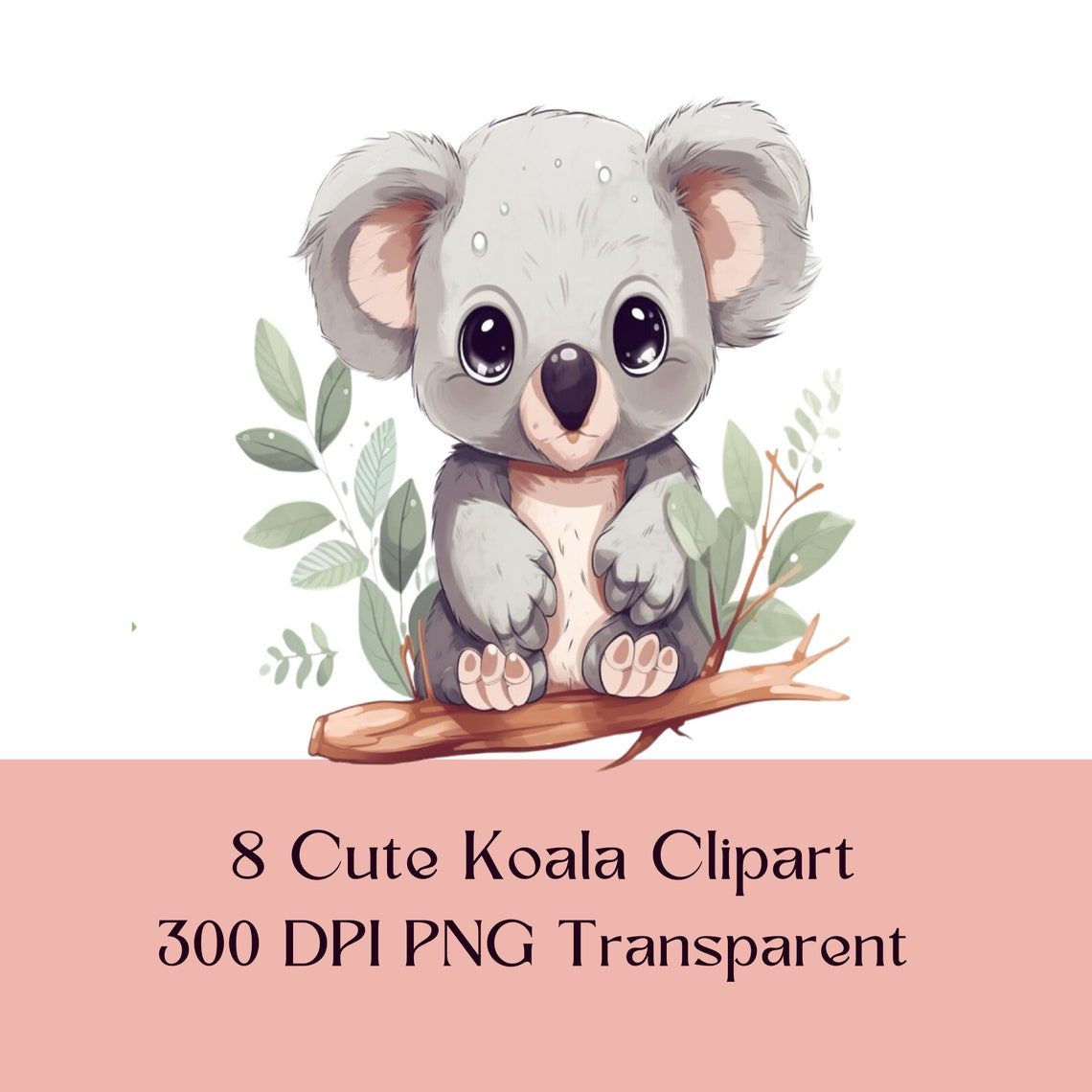 Koala Watercolor Clipart Cute Koala Png Nursery Decor Baby - Etsy