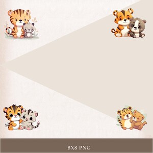 Cute Baby Tiger & Friends, Safari Animals Watercolor Clipart, Baby ...