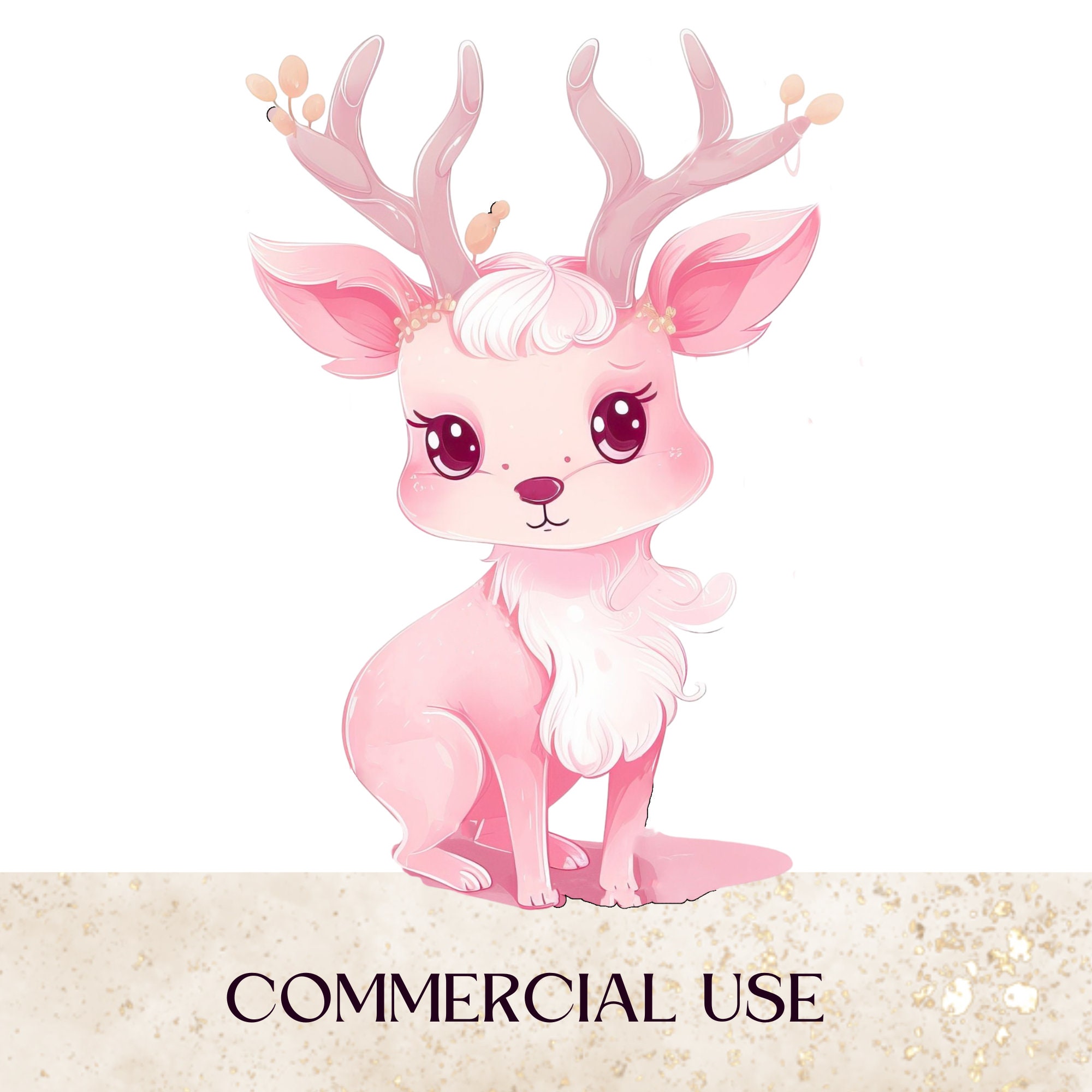 Cute Christmas Reindeer Clipart, Digital Downloads, Commercial Use ...