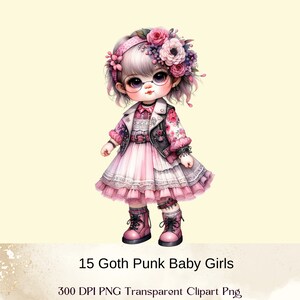 Baby Girl Clipart, Goth Punk Baby Girl, Fashion Girl Clipart, Gothic ...