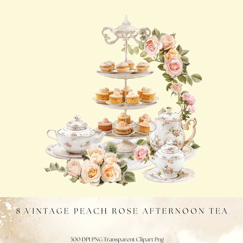 Vintage Afternoon Tea, Vintage Rose Clipart, Afternoon Tea, Vintage ...