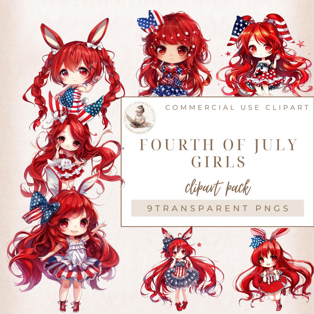 Fourth of July Girls, Watercolor Clipart, America Clipart, Independence ...