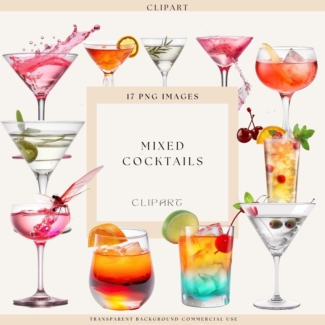 Cocktail Drinks Clipart, Commercial Use, Cocktail PNG, Digital Download ...