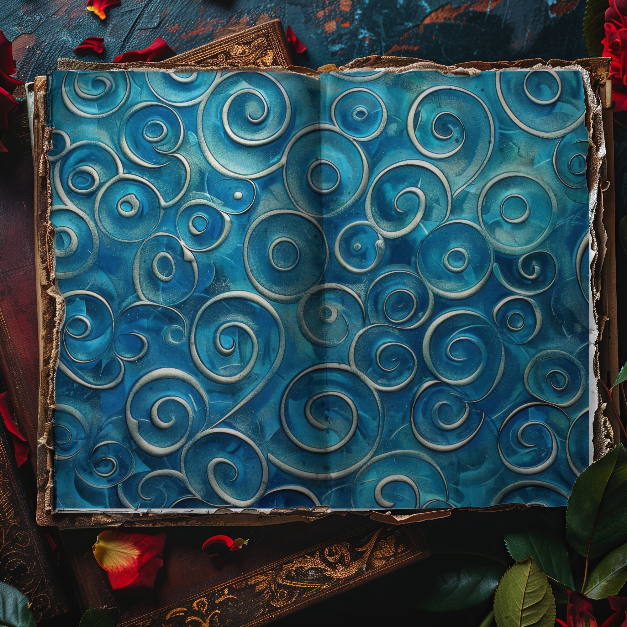 Swirls Pattern, Swirl Digital Paper, Background Blue, Digital ...