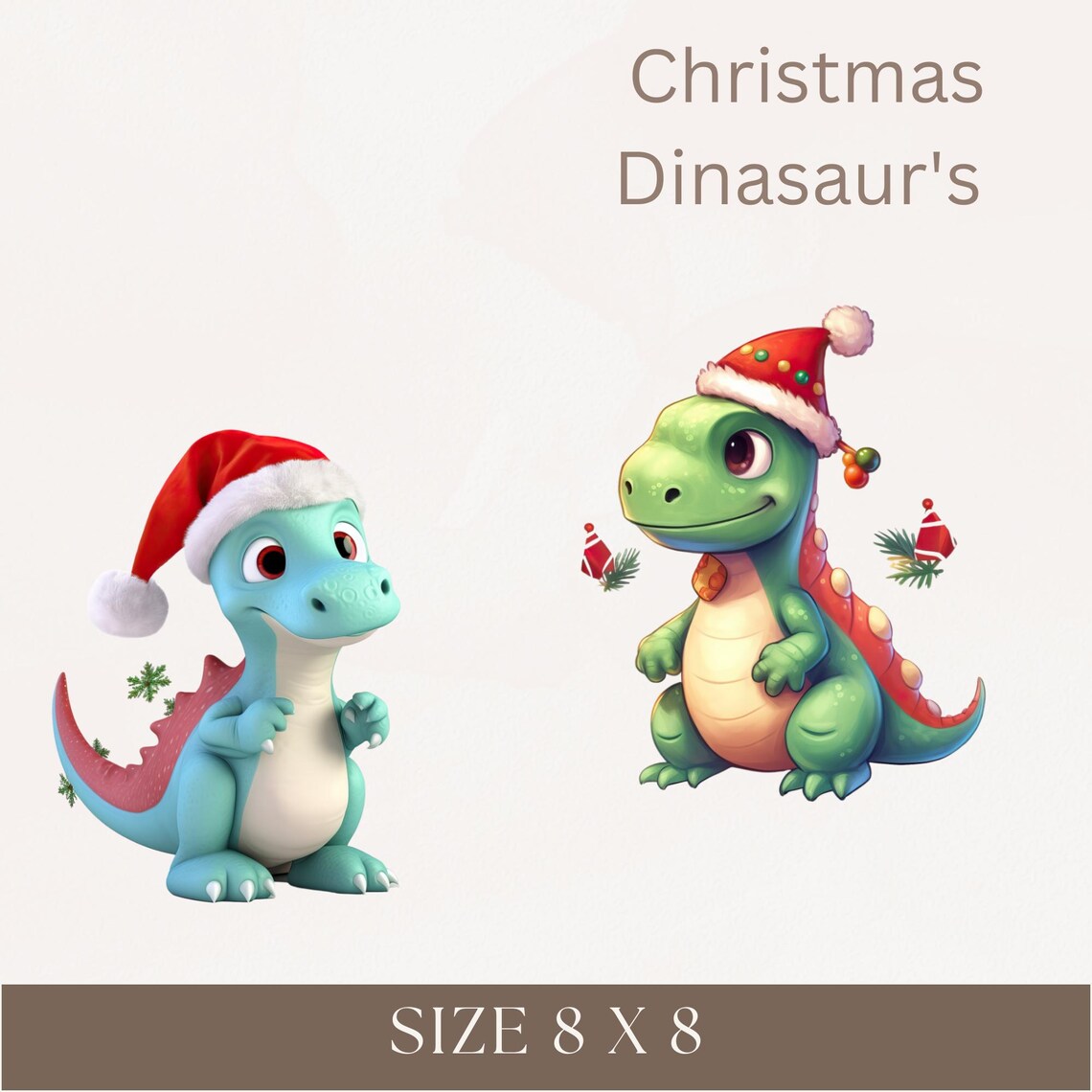 Cute Christmas Dinosaur Clipart, Christmas Clipart, Festive Clipart ...