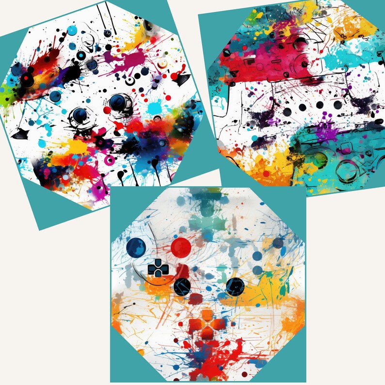 Video Game Digital Paper Paint Splash Gamer Background Pattern ...