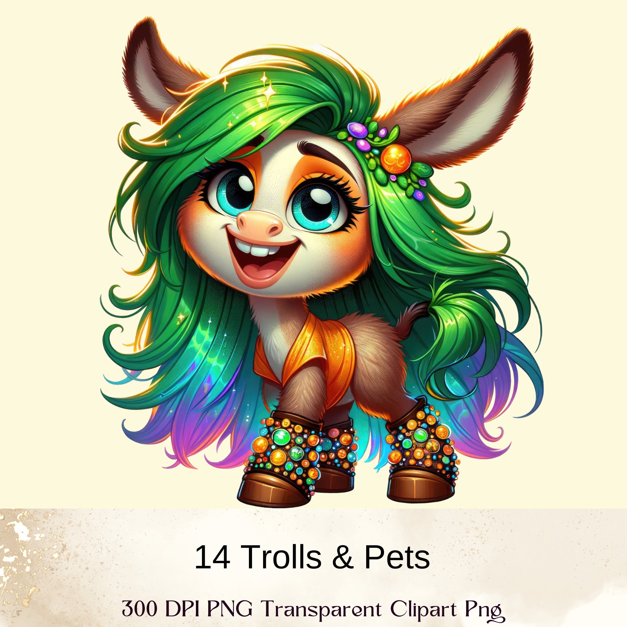 Cute Trolls Clipart Cute Donkey Clipart Trolls Birthday - Etsy
