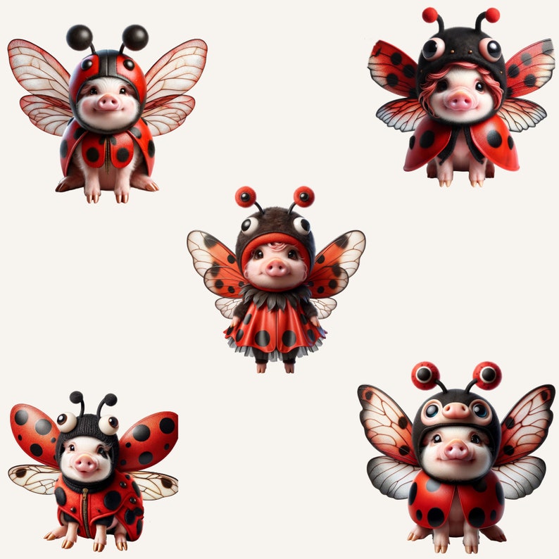 Cute Pig Clipart, Lady Bug Pig, Lady Bug Clipart, Fashion Clipart ...