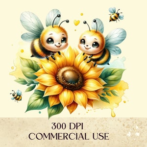 Bee Watercolor Clipart, Cute Bees Hugging, Bees Kissing, Valentine ...