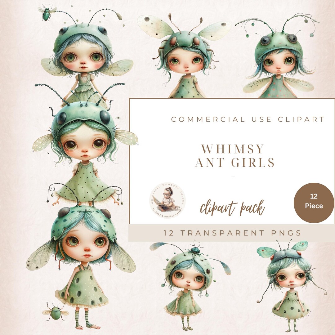 Ant Clipart, Whimsy Ant Girl Clipart, Ant Girl Graphics, Bug Girl ...