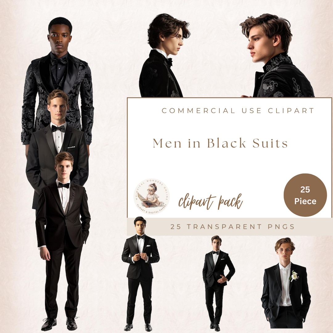 Men in Suits Clipart, Wedding Clipart, Digital Clipart Illustration Set ...