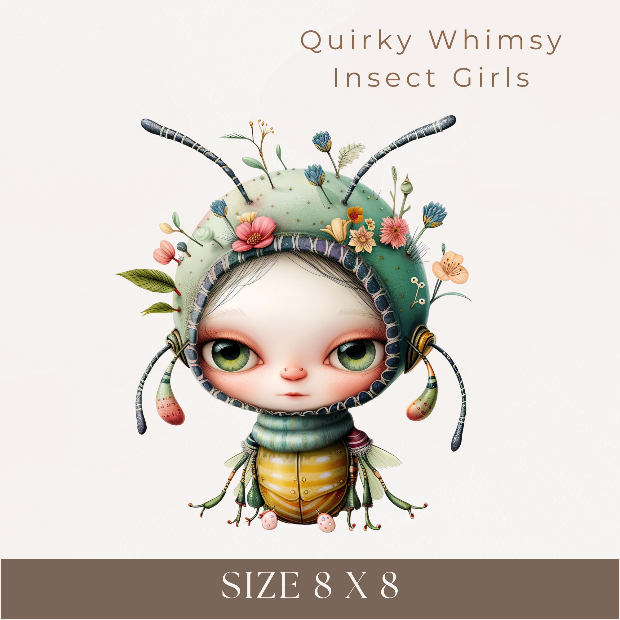 Quirky Whimsy Insect Girls, Insect Clipart, Whimsical Clipart, Quirky ...