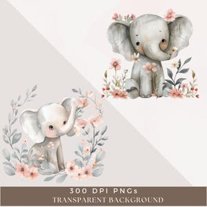 Cute Floral Girl Elephant Graphics, Baby Shower, Elephant Clipart ...