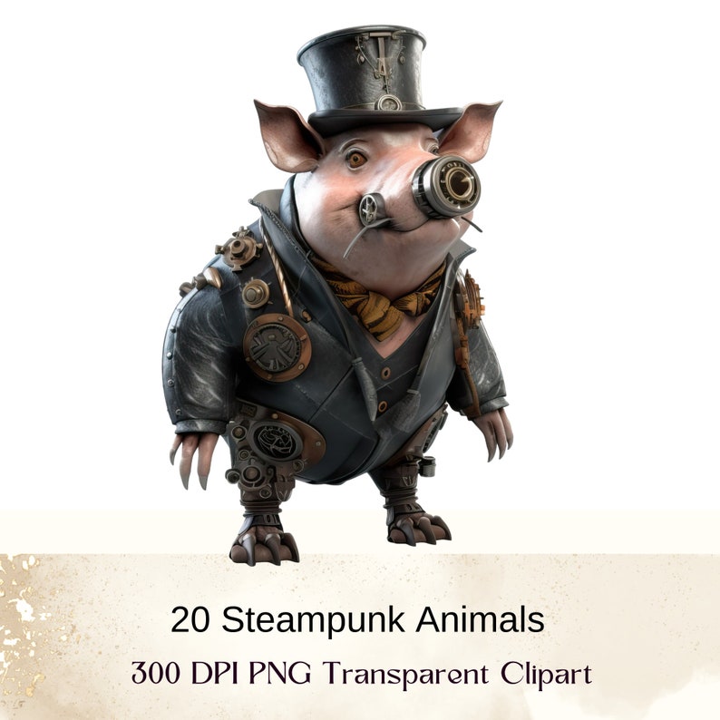 Steampunk Animals Clipart Mechanical Animals Junk Journal - Etsy