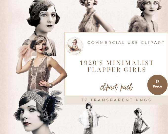 Flapper Girls Digital Clipart Set - 1920s Vintage Style Illustrations ...