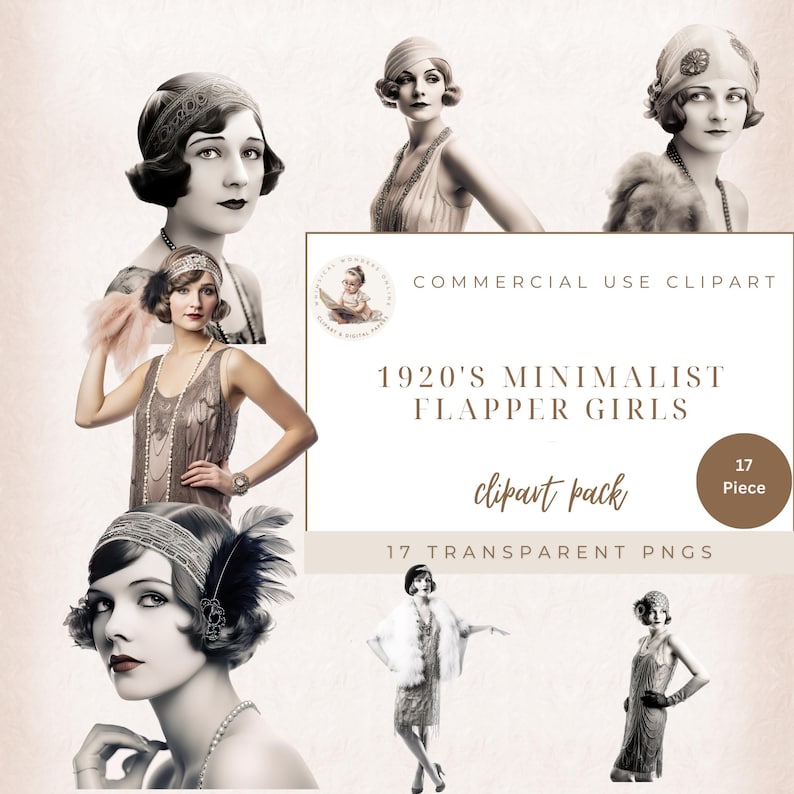 Flapper Girls 1920's, Vintage Women Clipart, Digital Image, Sublimation ...