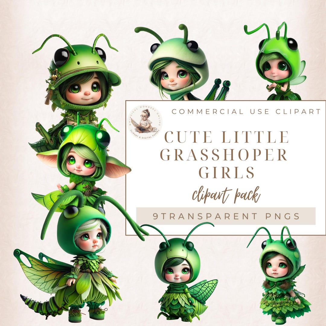 Grasshopper Girl, First Birthday, Baby Shower, Insect Clipart, Little ...