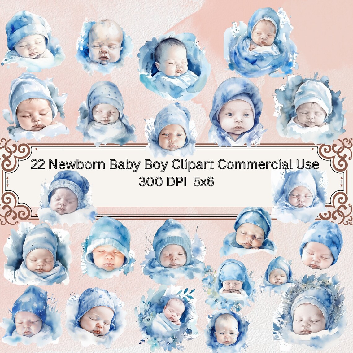 Watercolor Newborn Baby Boy Clipart Bundle Newborn Clipart - Etsy