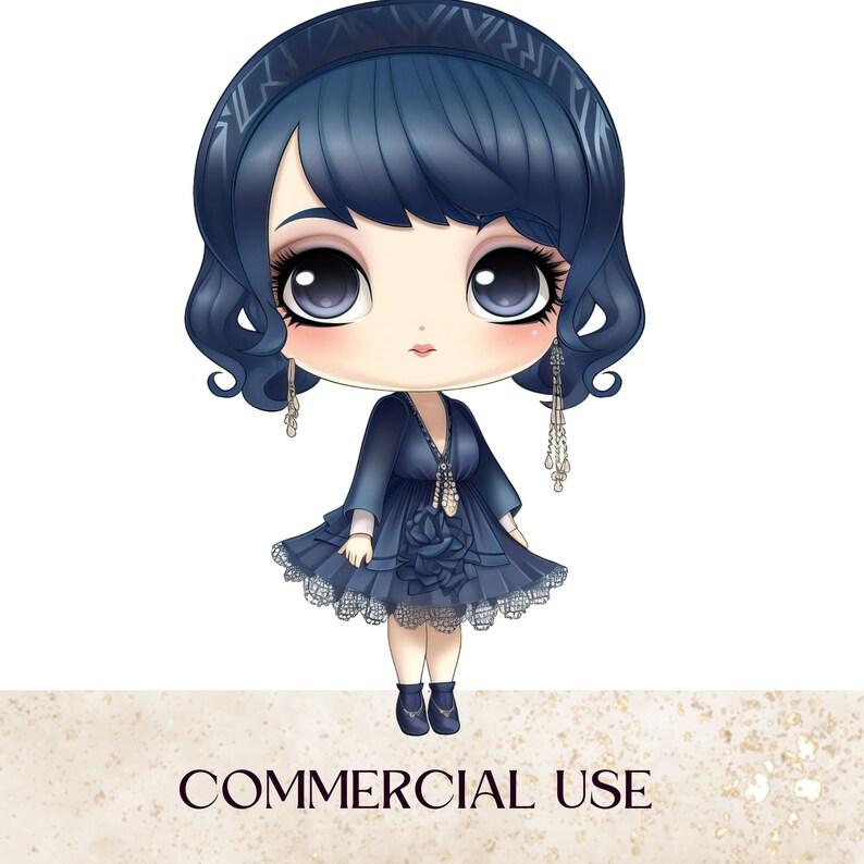 Cute Chibi Flapper Girl Flapper Girl Clipart Chibi Clipart - Etsy