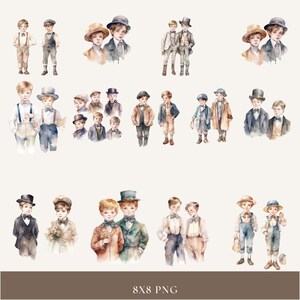 Vintage Boys Clipart, Victorian PNG, Watercolor Clipart, Scrapbook Junk ...
