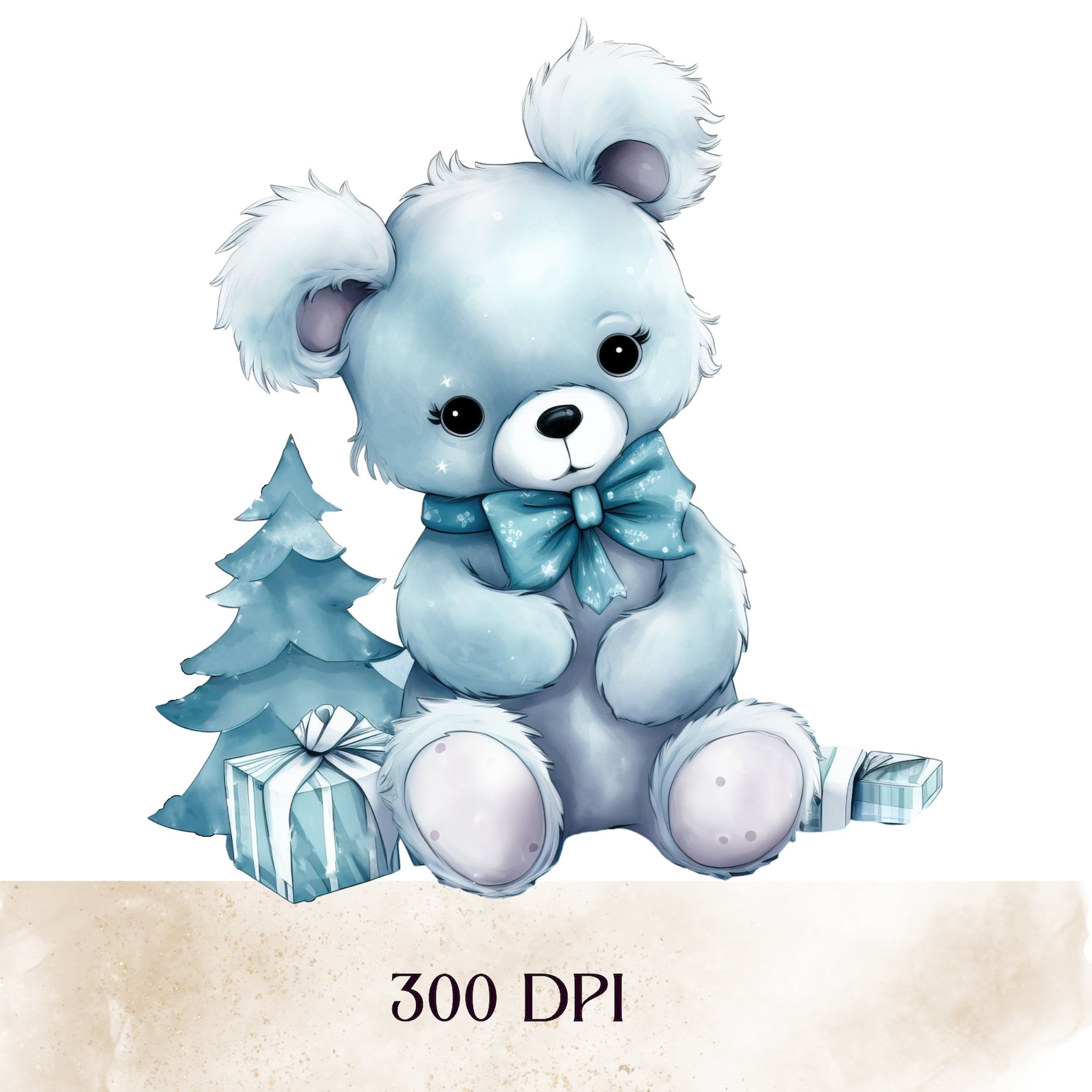 Cute Dusty Blue Teddy Bear Clipart, Christmas Clipart, Card Making ...