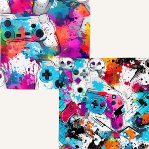 Video Game Digital Paper Paint Splash Gamer Background Pattern ...