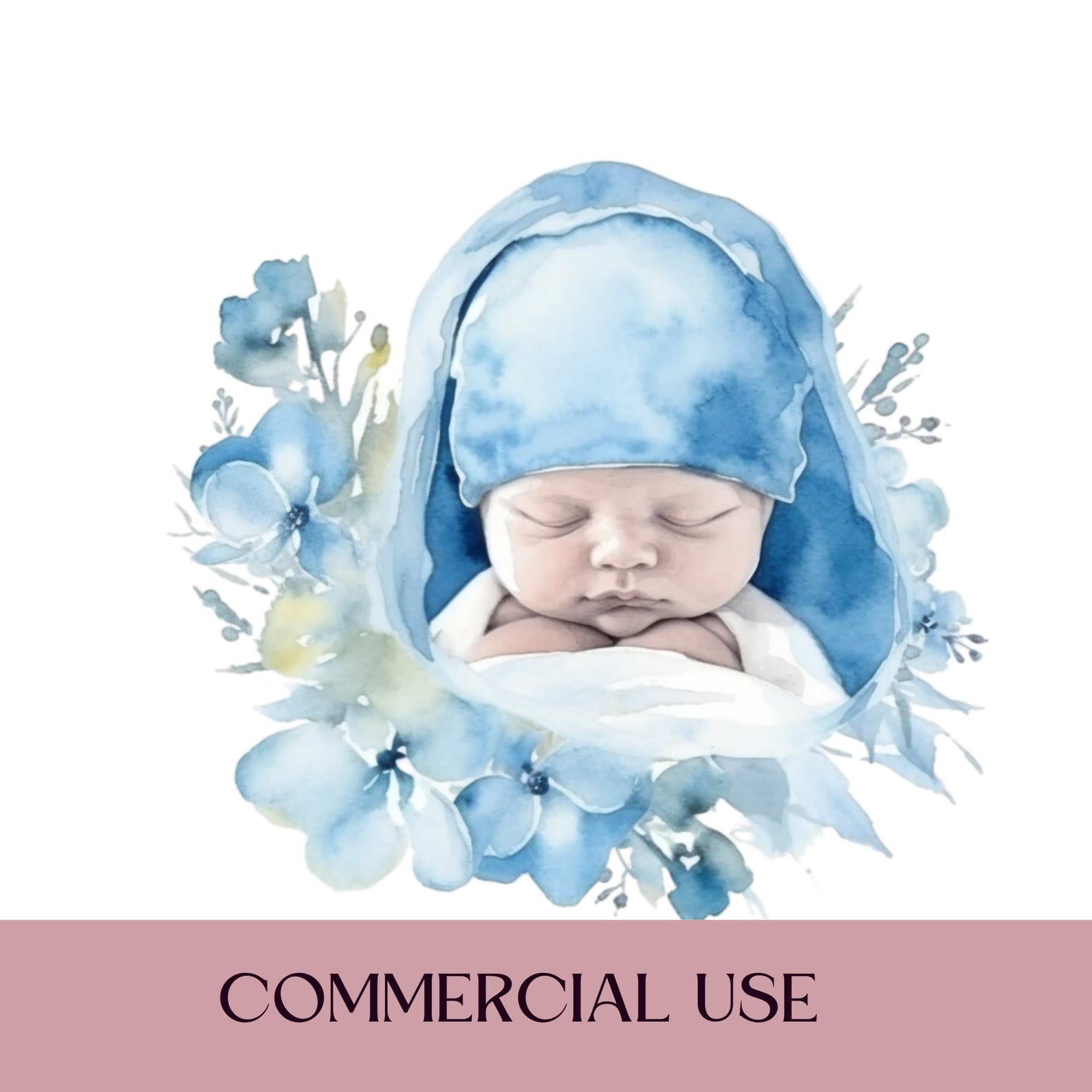 Watercolor Newborn Baby Boy Clipart Bundle, Newborn Clipart, Baby ...