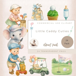 Golf Baby Shower and Birthday Clipart, Par-tee Time PNG Set, Father’s ...